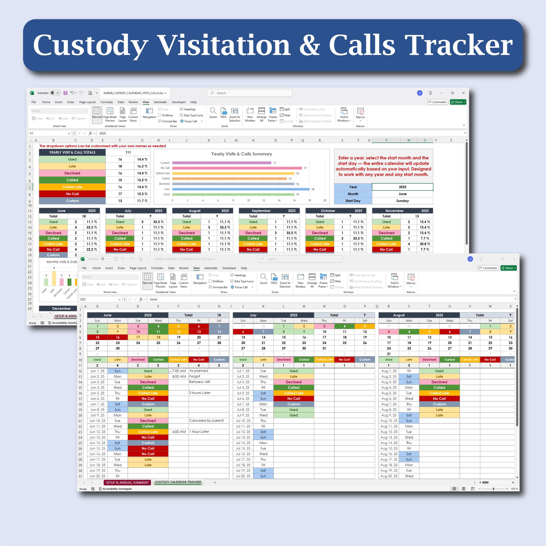 Coparenting Calendar & Custody Schedule Tracker | Parenting Time Log ...