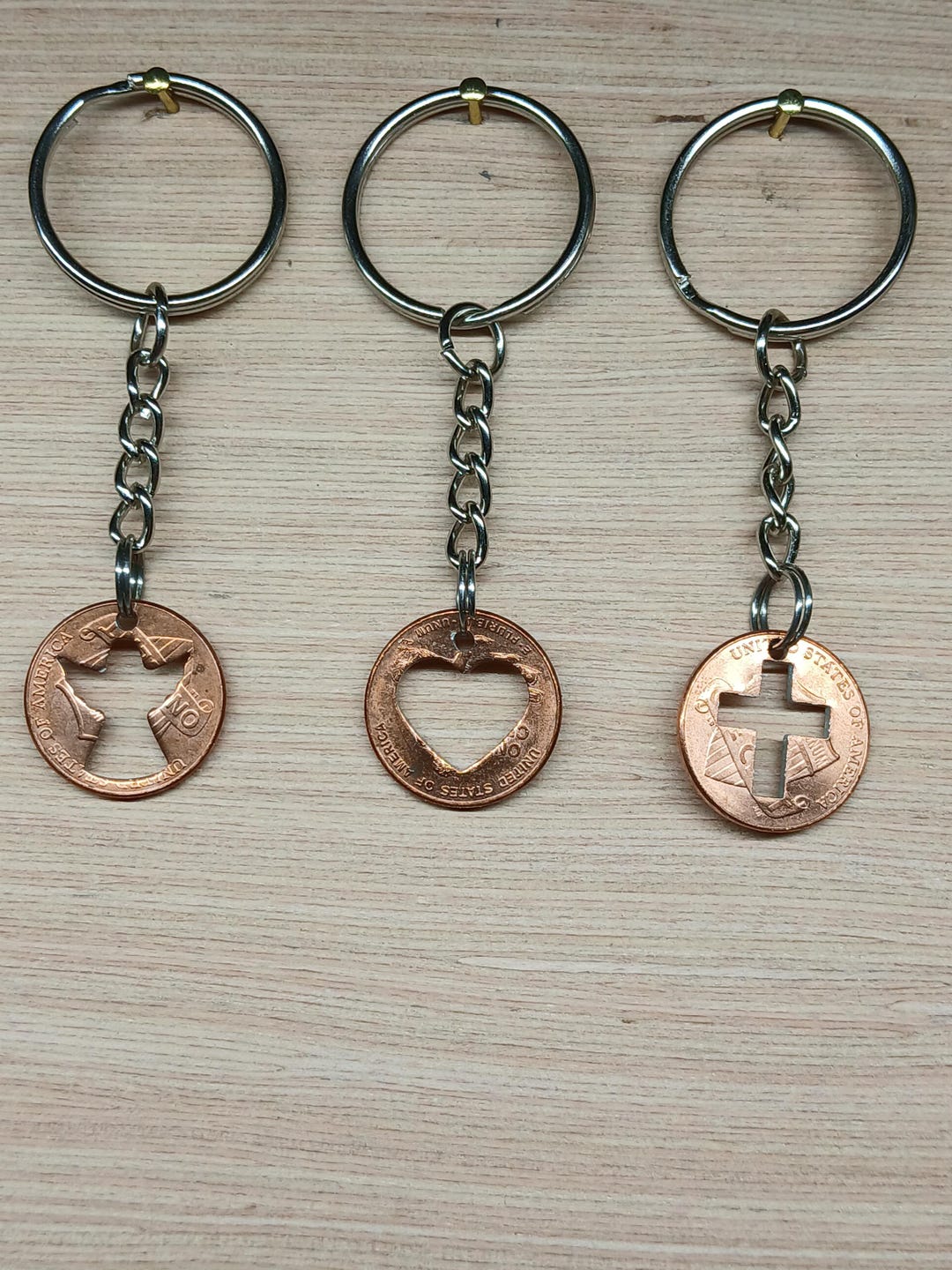 Lucky Penny Keychain, Coin Keychain, Penny Cross Keychain, Penny Heart ...