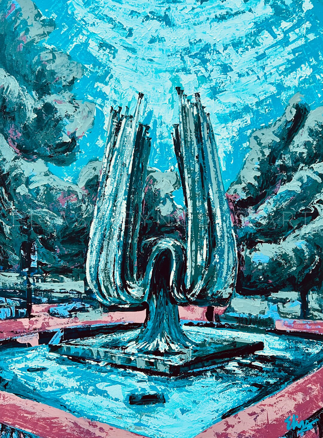 Memorial Fountain Art Print - Etsy