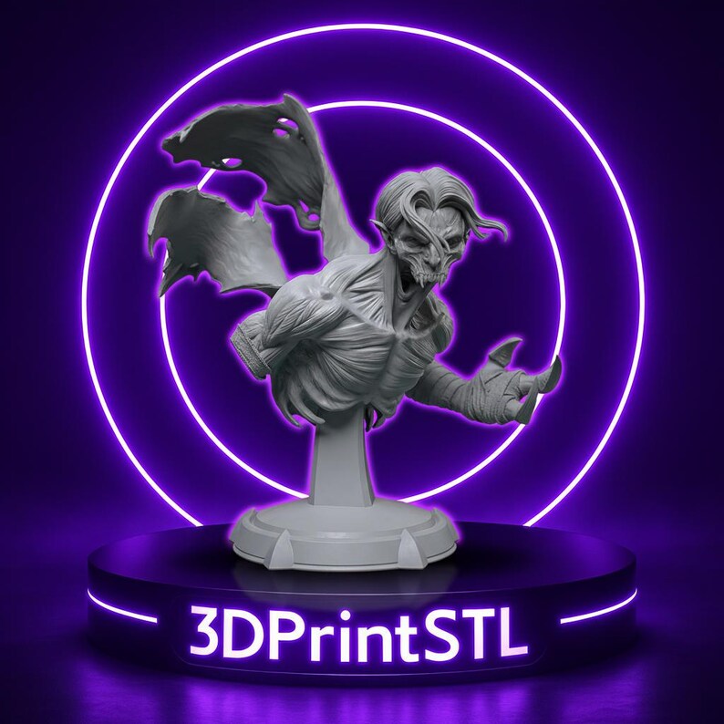 Raziel Bust STL 3D Print File | Soul Reaver 3D Printable Statue ...