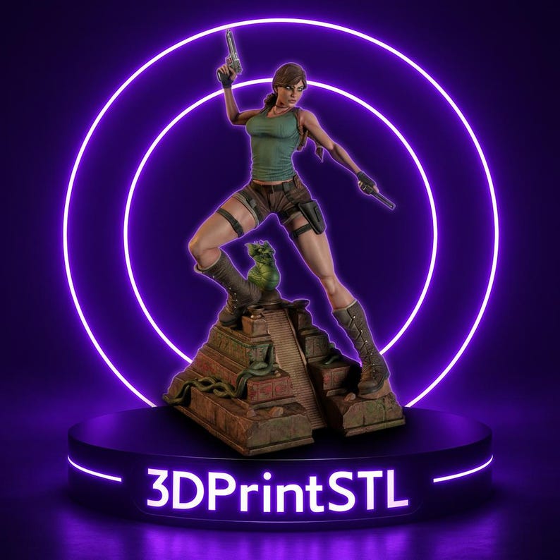 Lara Croft STL 3D Print File | Tomb Raider 3D Printable Statue | Video ...