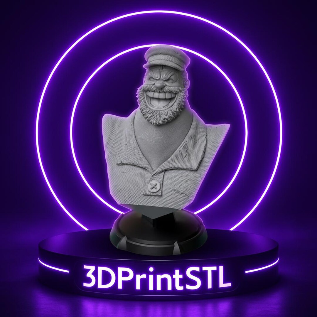 Bluto Bust STL 3D Print File | Popeye 3D Printable Bust | Classic ...