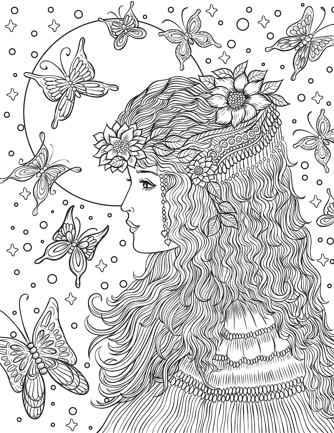 Butterfly Girl Page to Colour - Etsy