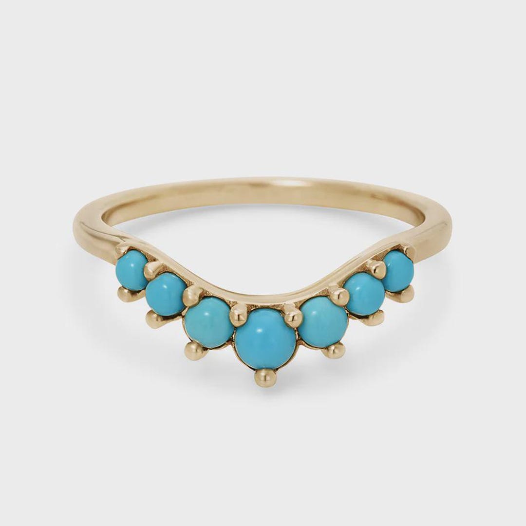 14K Gold Plated Sleeping Beauty Turquoise Tiara Band Ring 925 Silver ...