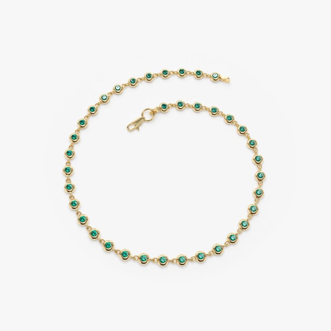 Bezel Set Emerald Tennis Bracelet: 14K Gold Plated Sterling Silver - Etsy