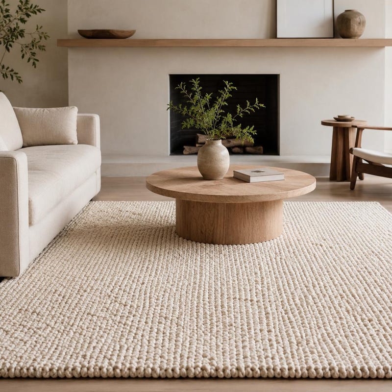 Ivory Chunky Wool Rug - Etsy