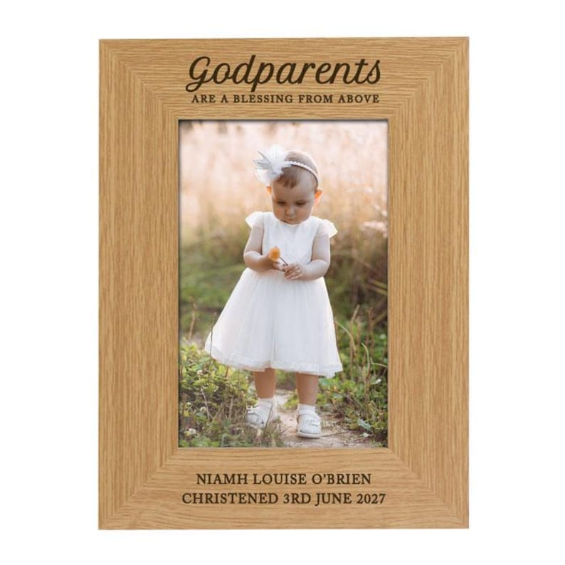 Personalised Godparents Photo Frame 6x4 Inch – Wooden Christening Thank ...