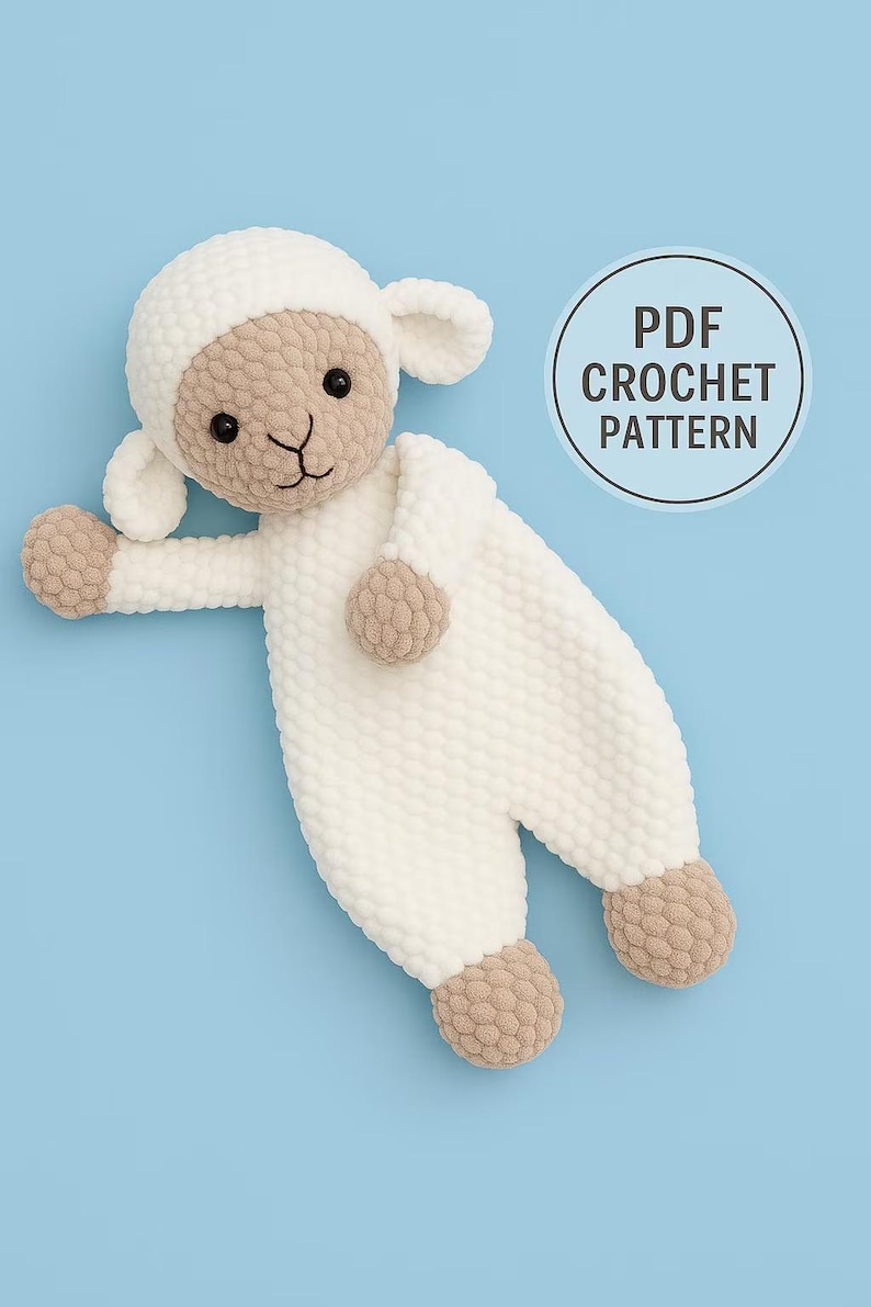 Sheep Lovey Crochet Pattern – Amigurumi Lamb Snuggler PDF, Baby Cuddle ...