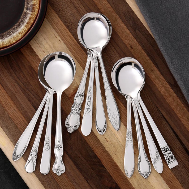 Silver Plate Soup Spoon Set - Etsy