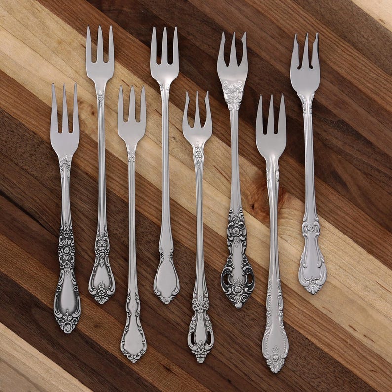 Mismatched Vintage Stainless Steel Cocktail Forks - Set of 4, 8 or 12 ...