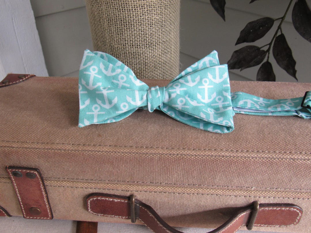 Aqua Anchor Bow Tie, Spring Summer Self Tie Adjustable Bow Tie, Man ...