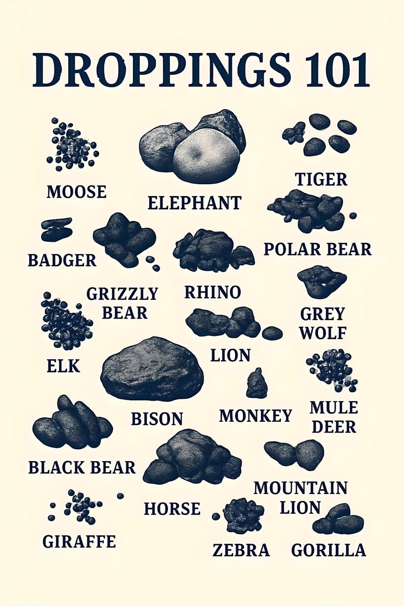 Animal Poop Chart, Printable Wildlife Infographic, Willderness Poster ...