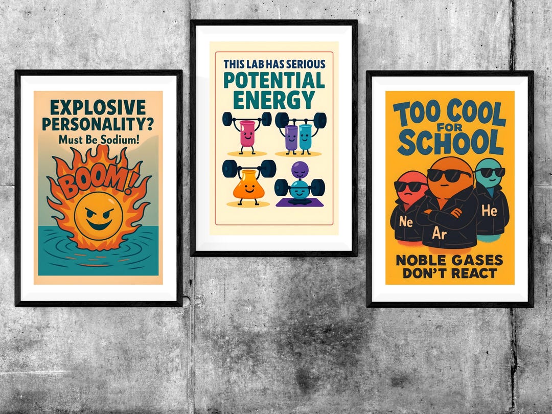 Funny Science Poster Bundle | 16 Printable Wall Art Designs | Biology ...