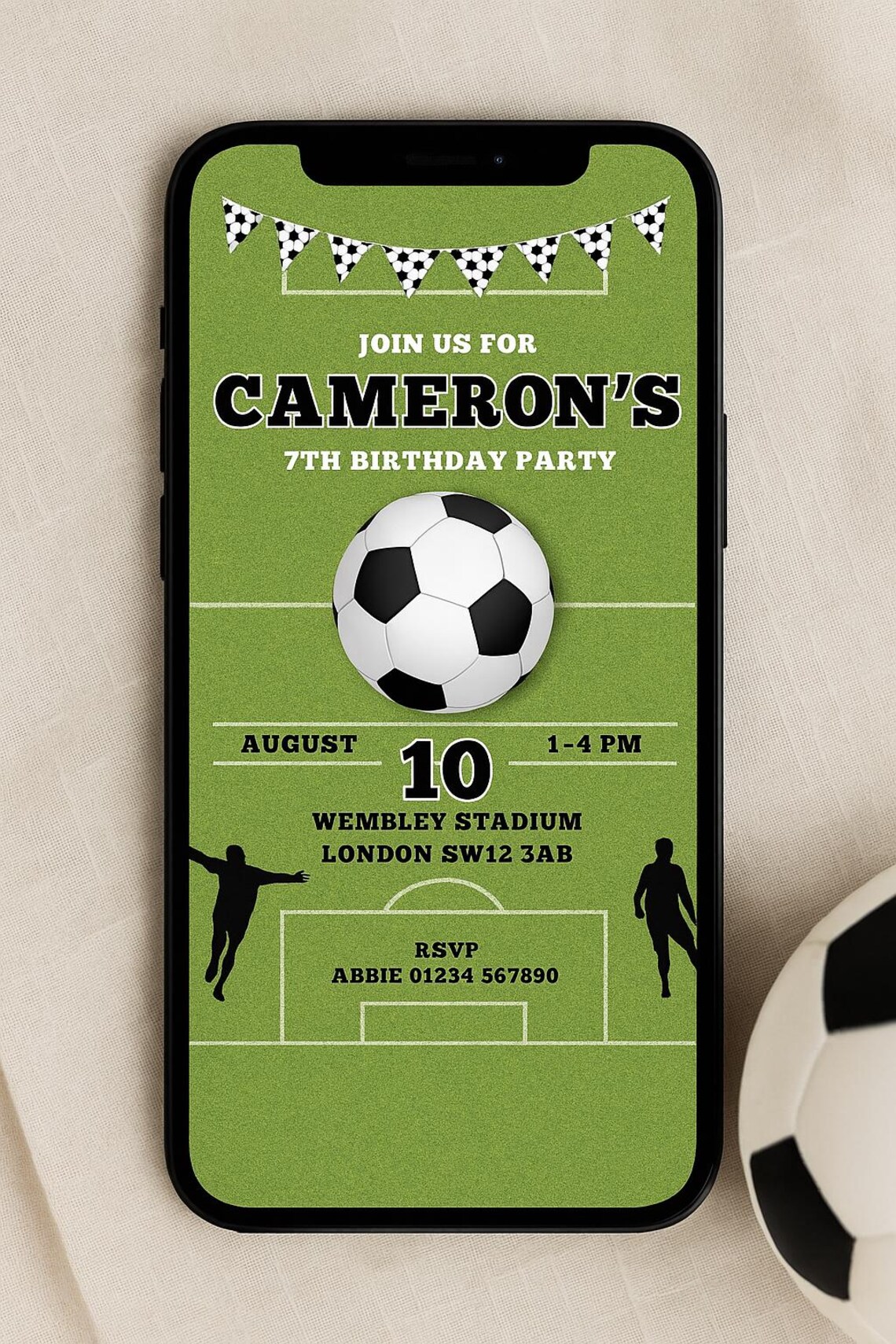 Football Birthday Invitation | Soccer Party Invite | Editable Canva ...