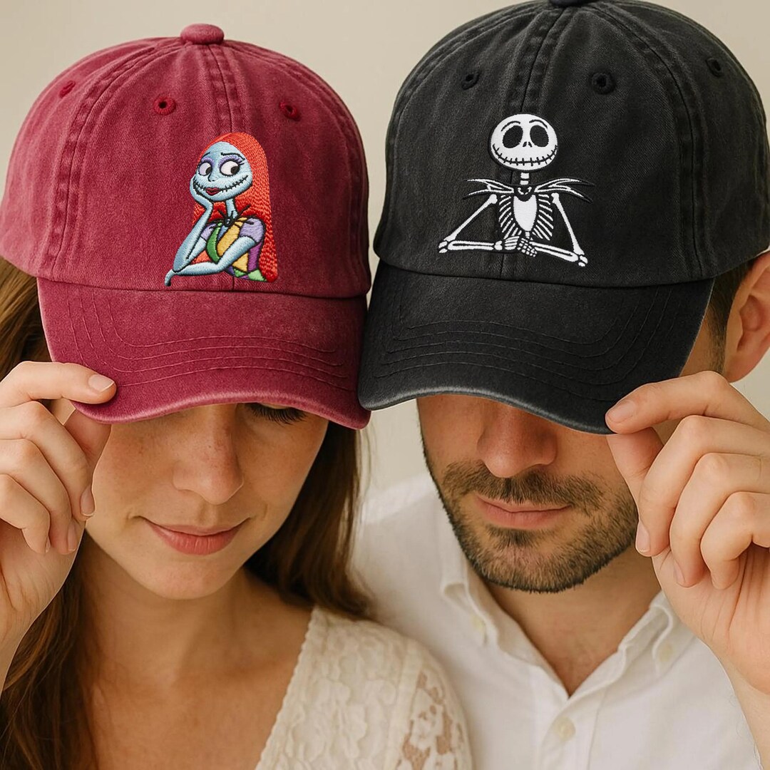 Jack and Sally Halloween Embroidered Hat, Nightmare Before Christmas ...
