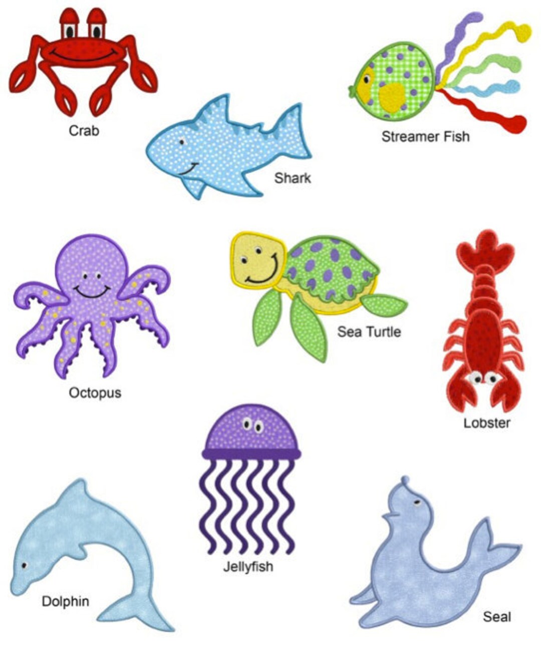 Ocean Animal Friends APPLIQUE Machine Embroidery Designs - Etsy