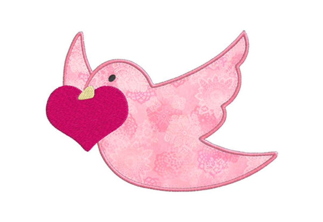 Heart Dove Individual APPLIQUE Machine Embroidery Designs - Etsy