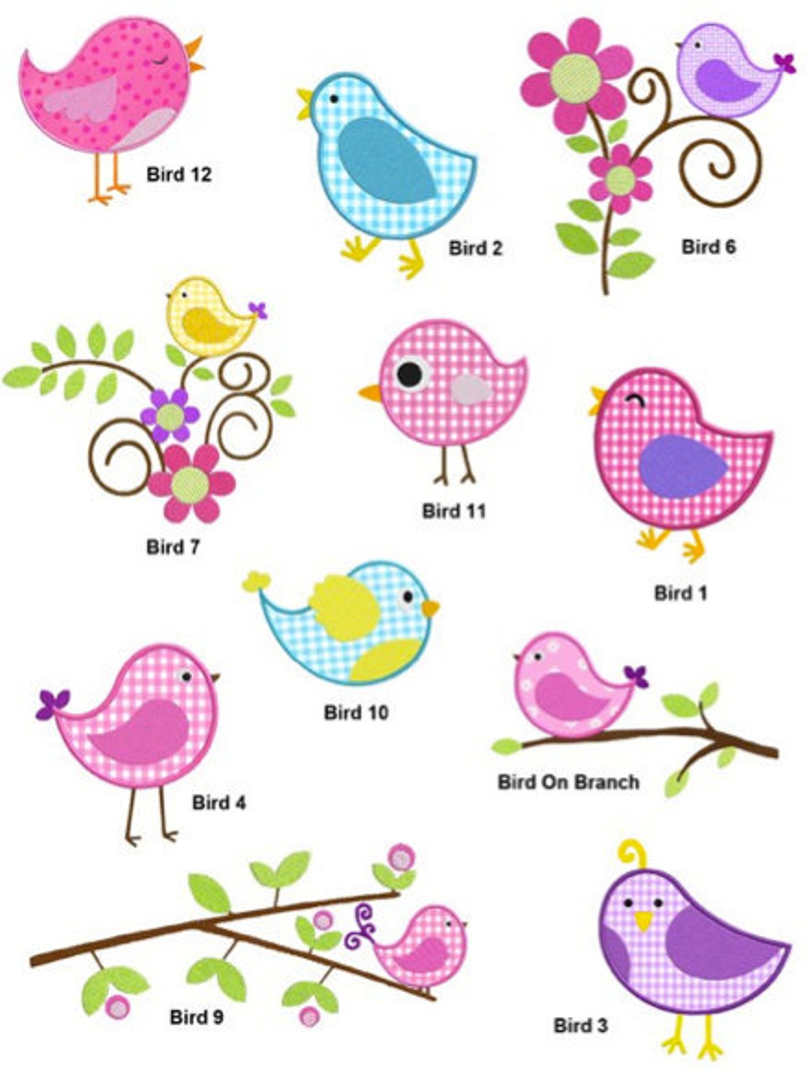 Birds APPLIQUE Machine Embroidery Designs - Etsy