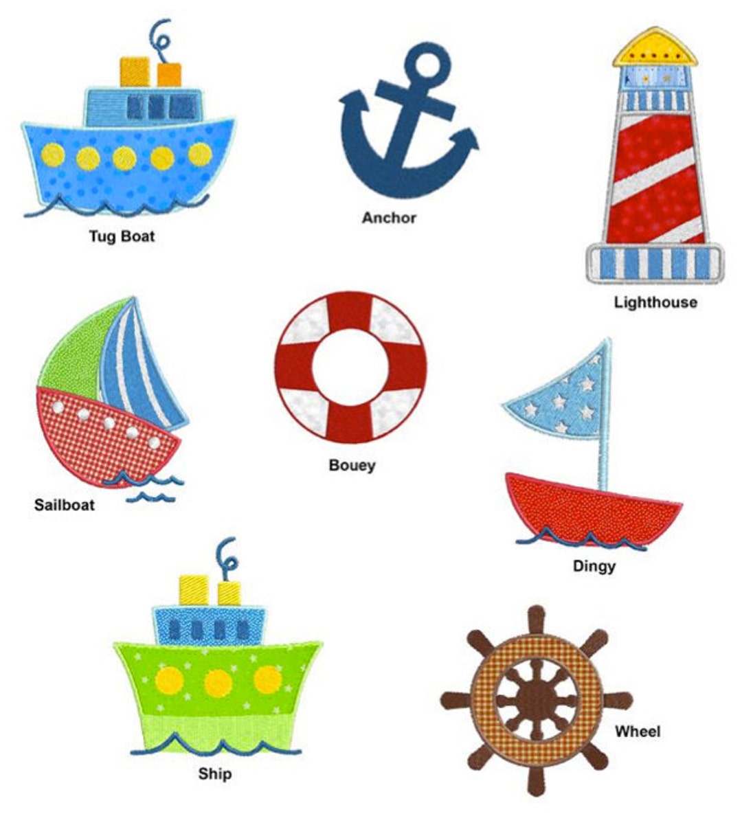 Boats Nautical APPLIQUE Machine Embroidery Designs - Etsy