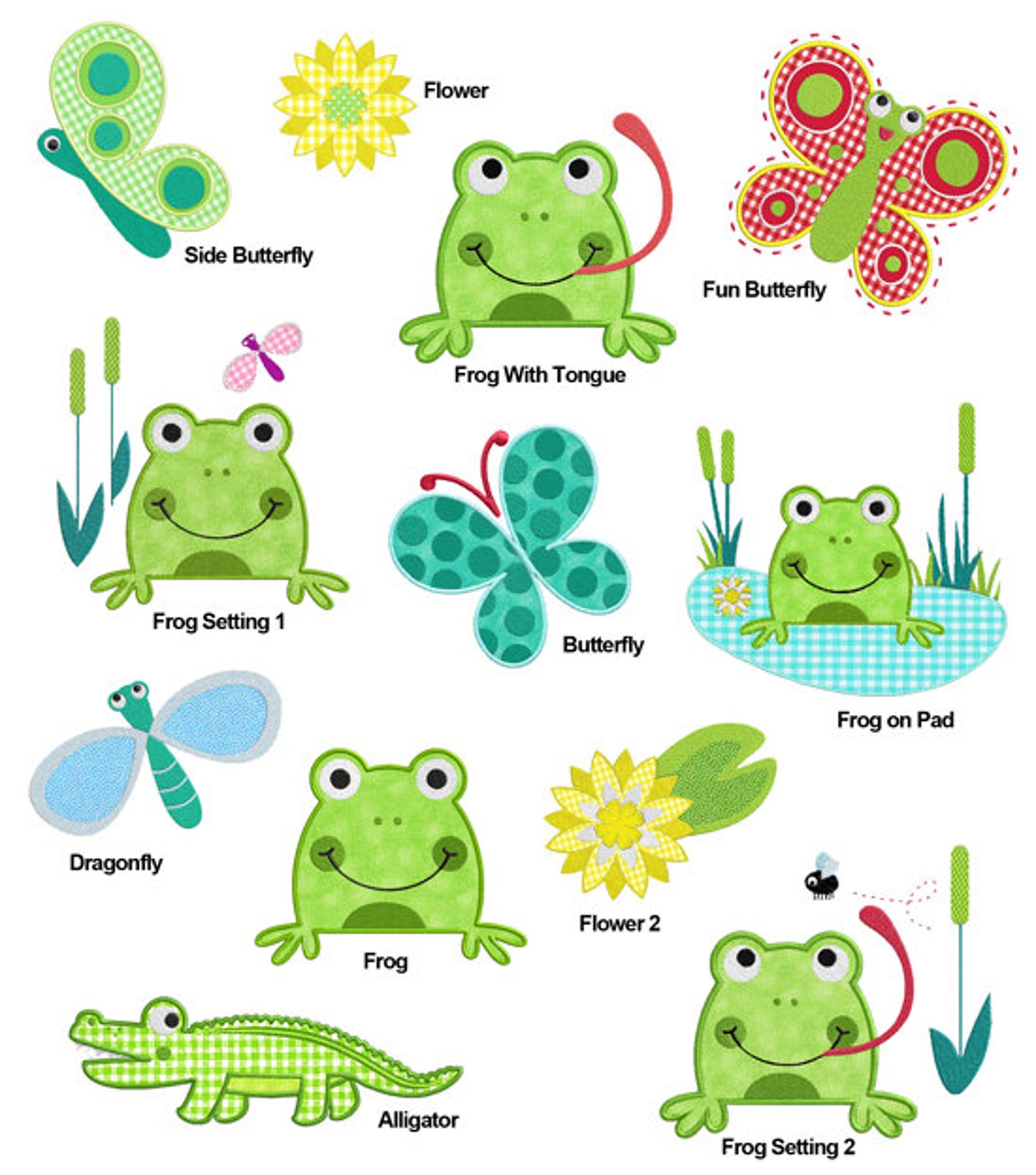 Frogs and Spring APPLIQUE Machine Embroidery Designs | Etsy