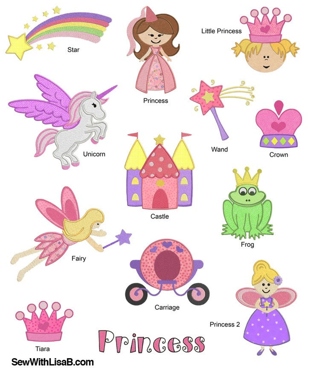 Princess Machine APPLIQUE Embroidery Designs - Etsy