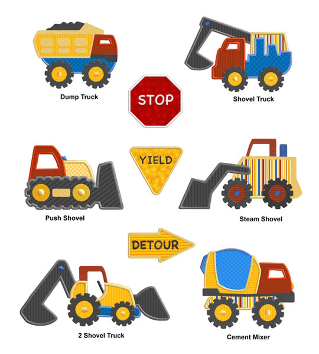 Construction Truck Vehicles APPLIQUE Machine Embroidery Designs - Etsy