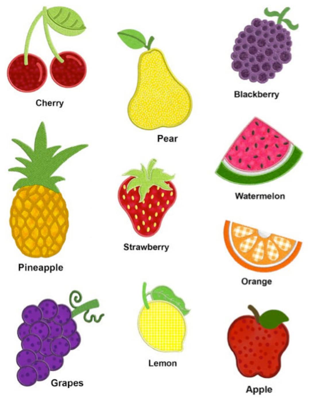 Fruit APPLIQUE Machine Embroidery Designs - Etsy