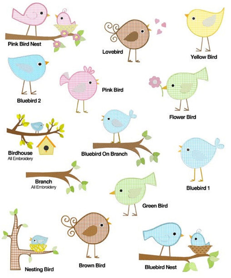 Spring Birds APPLIQUE Machine Embroidery Designs - Etsy