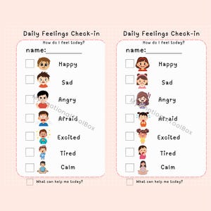 Daily Feelings Check-in Printable | Emotions Chart for Kids | Emotional ...