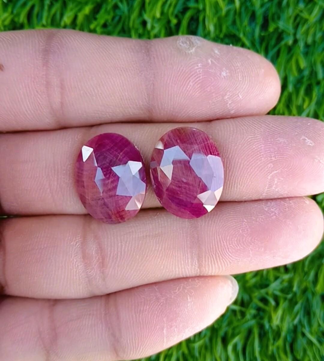 Natural Ruby Rose Cut Oval Shape Handmade Loose Gemstones ( 18x14x4 MM ...