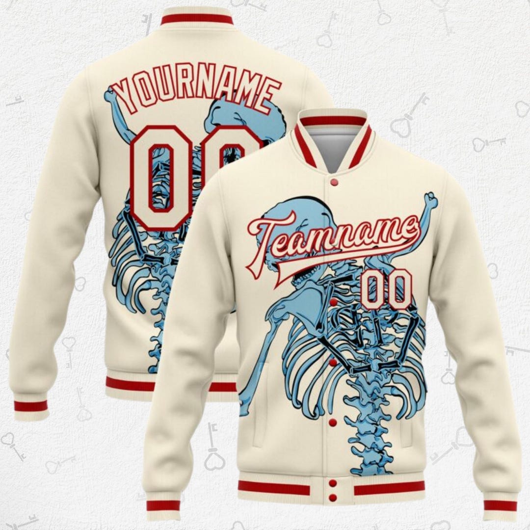 Custom Skeleton Varsity Jacket, Gothic Skull Baseball Jacket ...