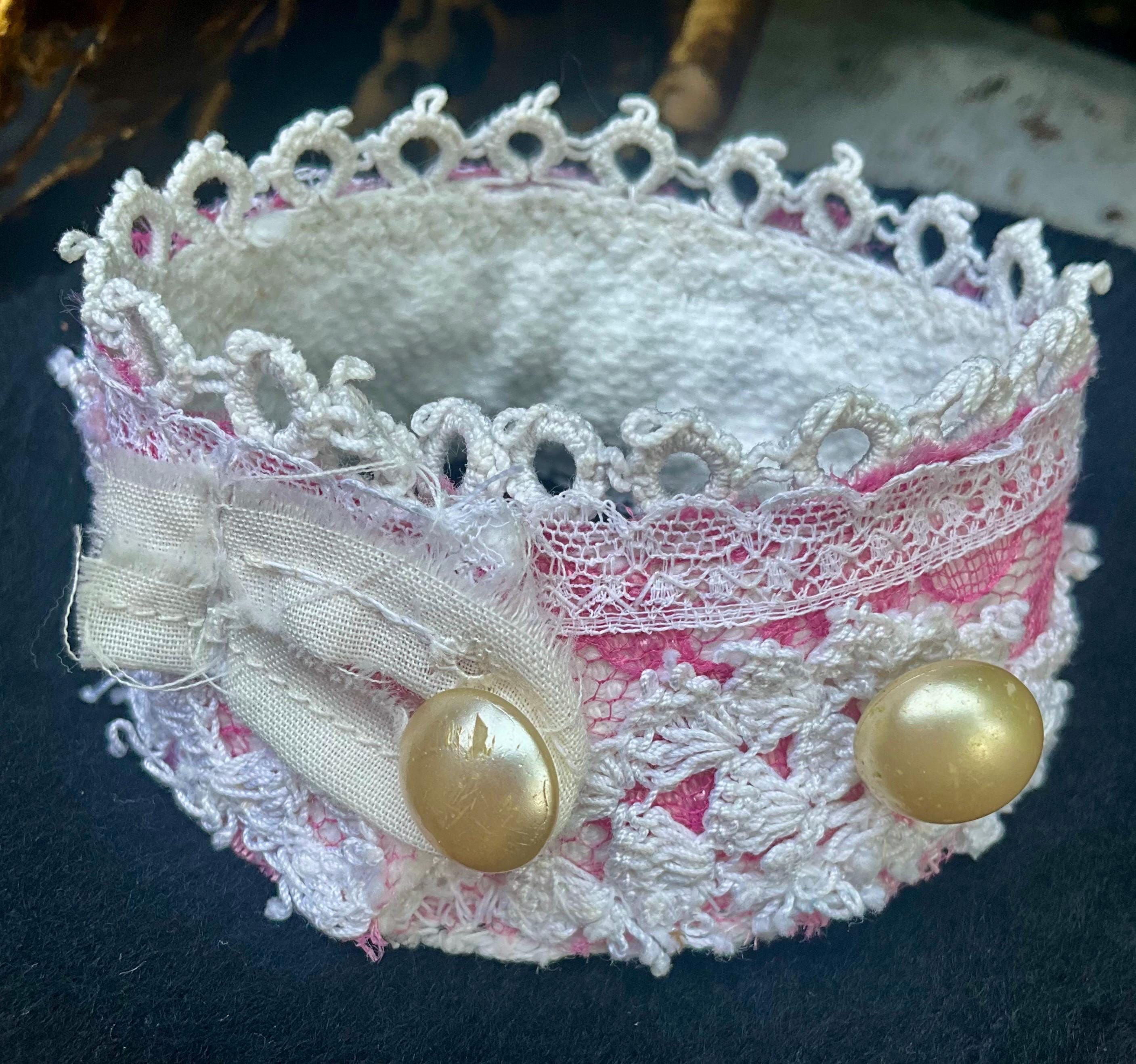 Fabric Wrist Cuff Original “pretty in Pink” - Etsy