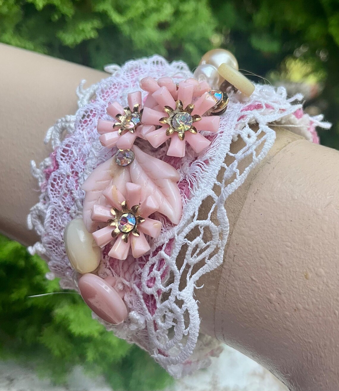 Fabric Wrist Cuff Original “pretty in Pink” - Etsy