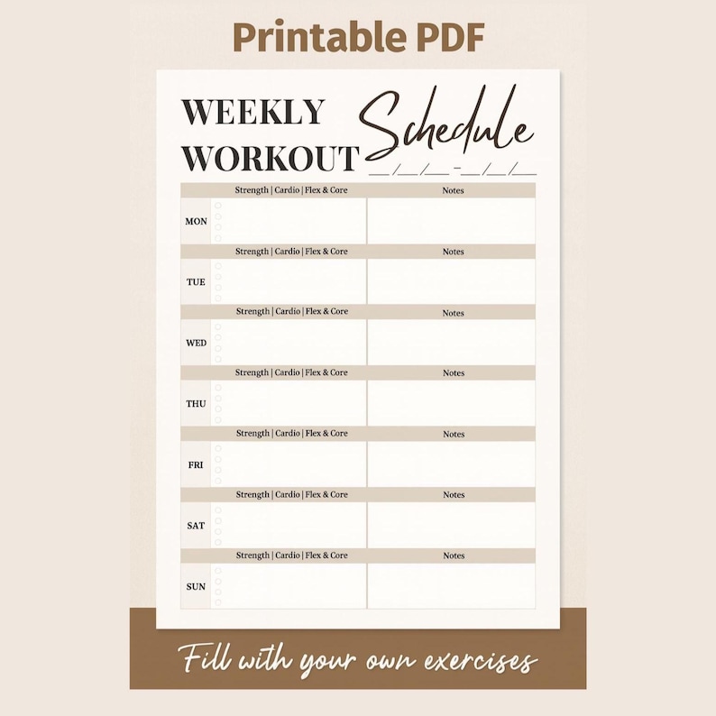 Weekly Workout Planner PDF: Fitness Tracker, Gym Training Log ...