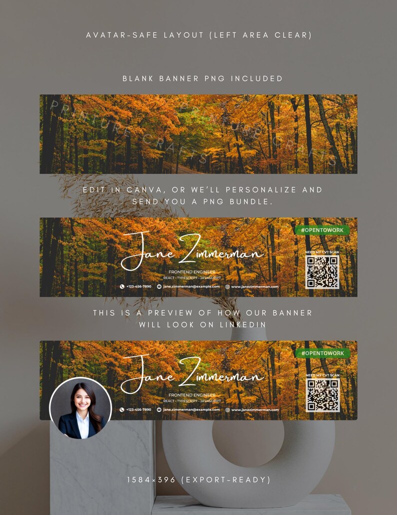 Fall Linkedin Banner Canva Template | Open to Work | Professional ...