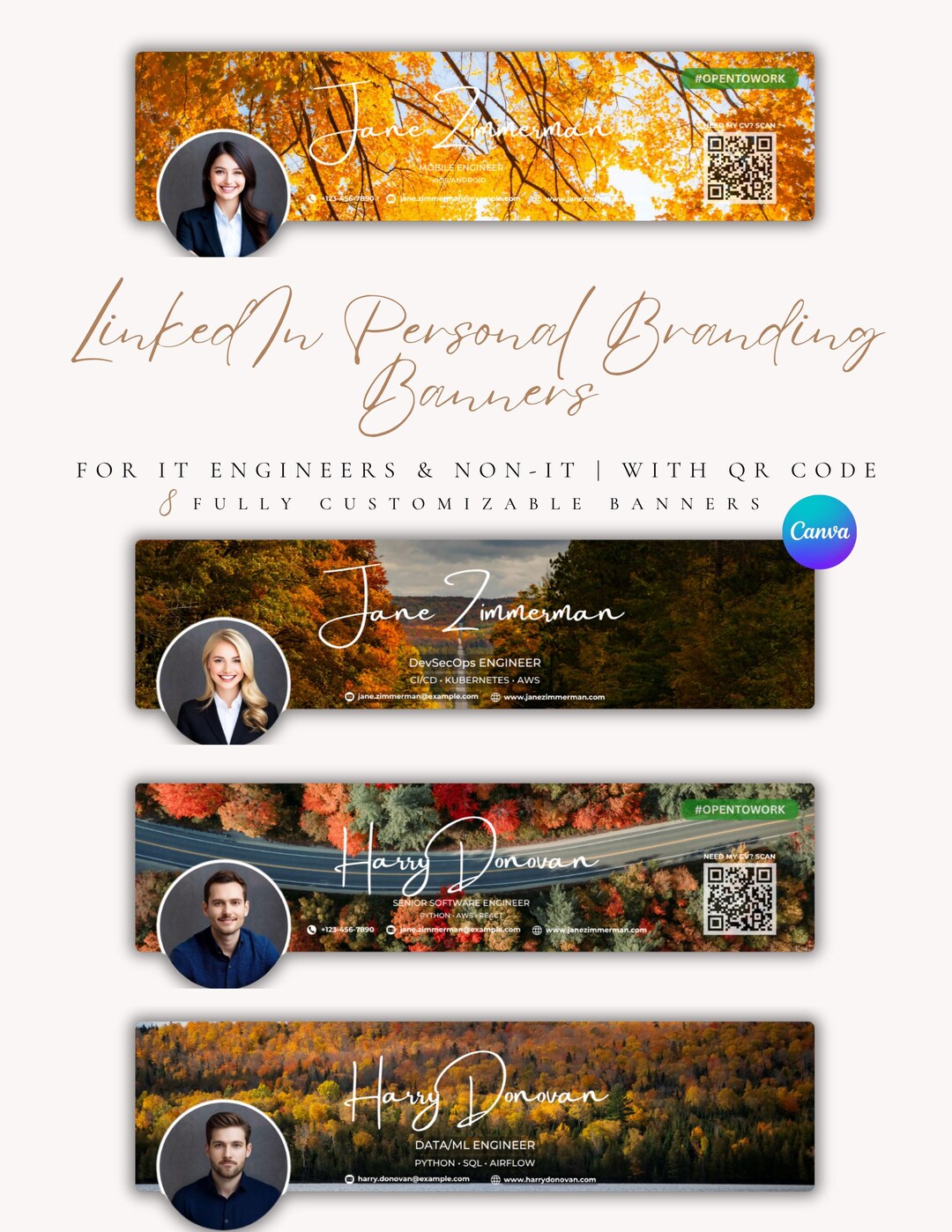 Fall Linkedin Banner Canva Template | Open to Work | Professional ...
