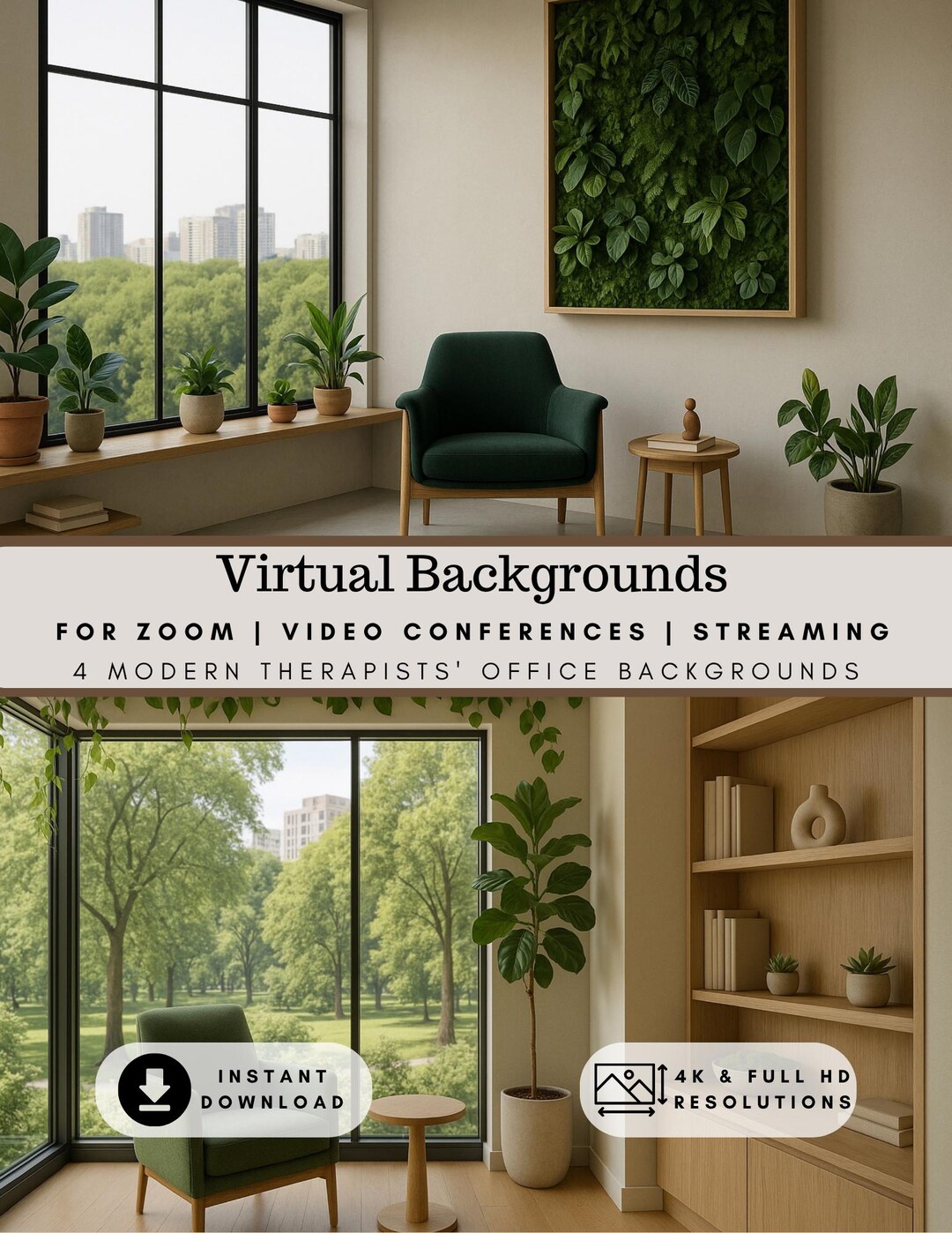 Modern Therapists' Psychologists’ Office Zoom Background | Virtual ...