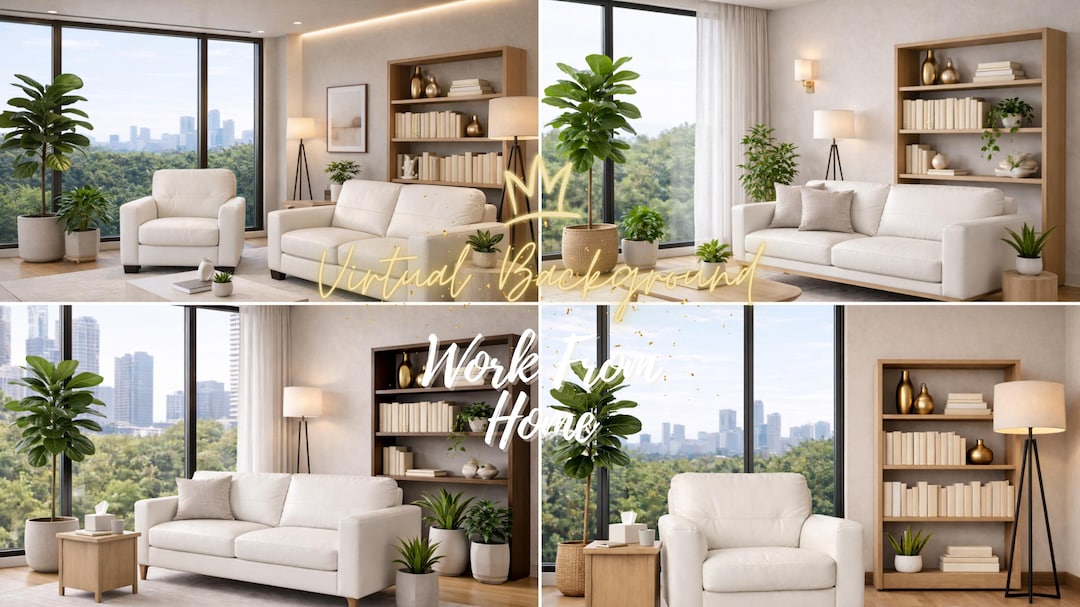 Therapist Office Zoom Background Bundle (4 Pack), Calm Counseling Room ...