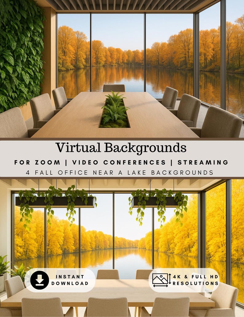 Fall Office Zoom Background Near a Lake | Autumn Virtual Background for ...