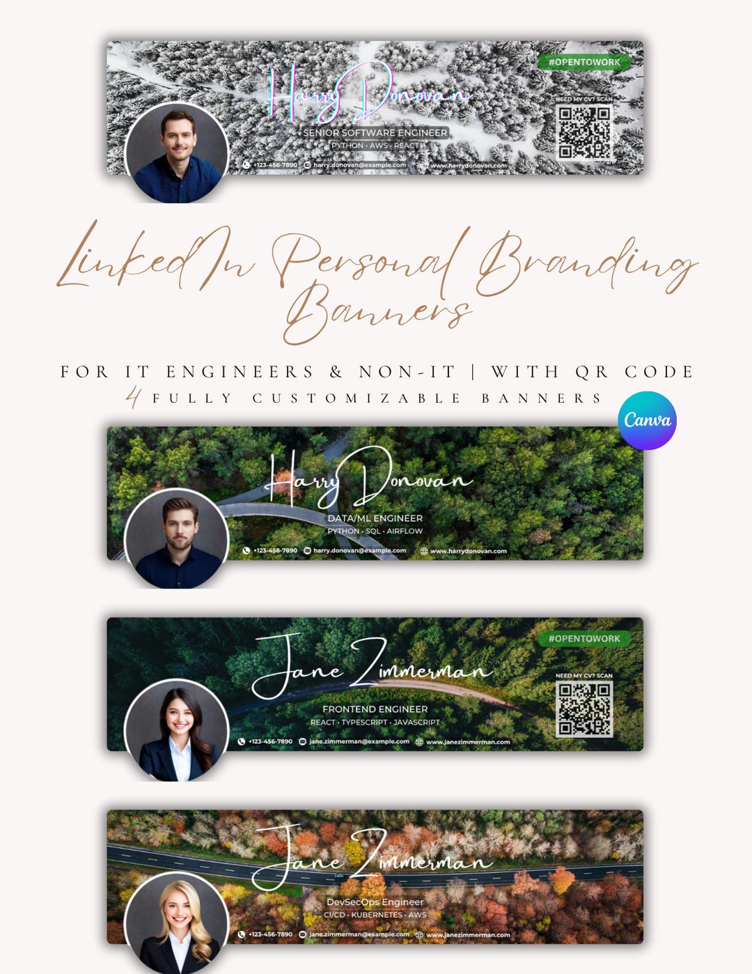 Linkedin Banners: 4 Seasons Forest | Canva Template | Open to Work ...