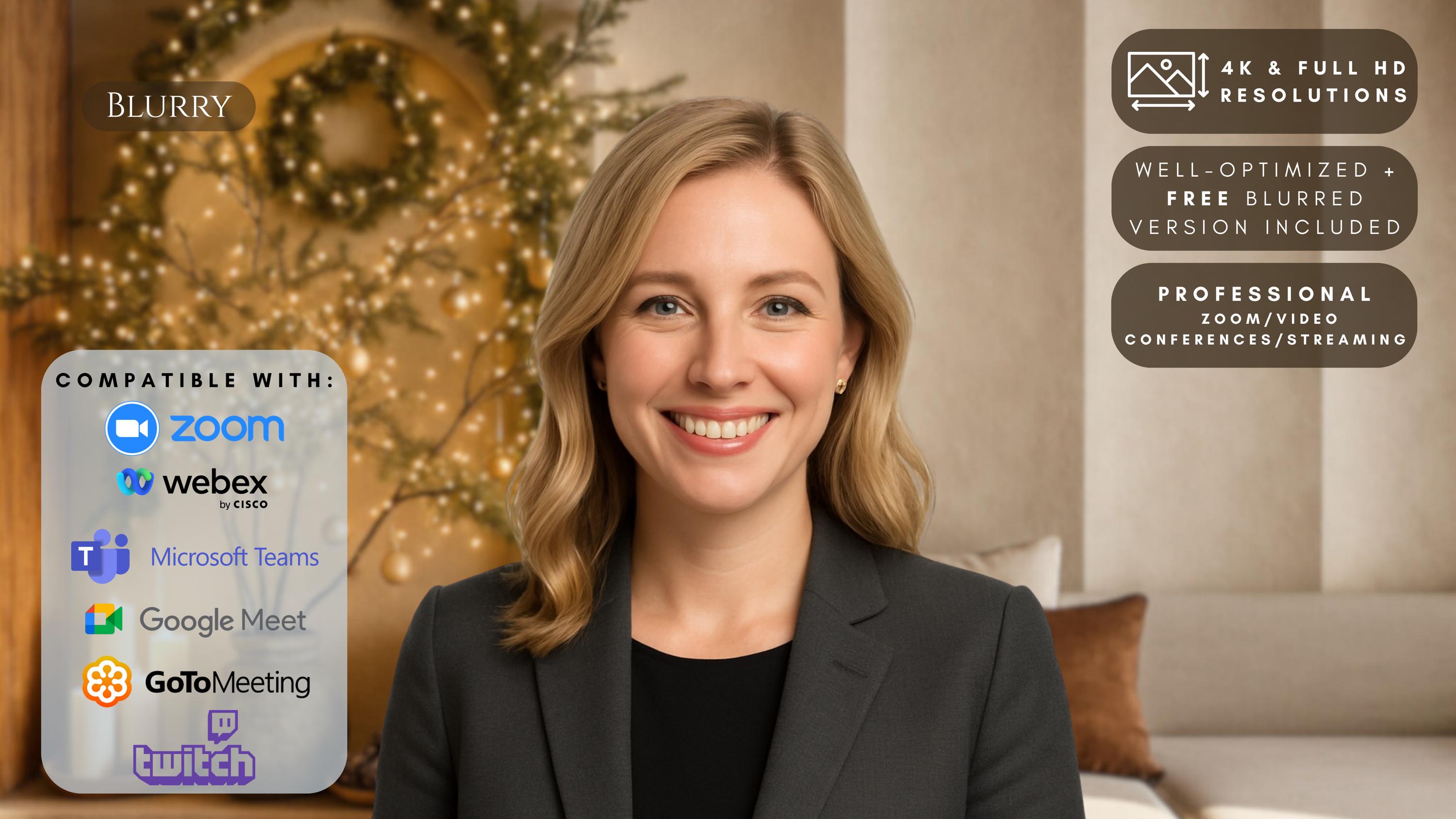 Christmas Home Office Zoom Background | Professional Virtual Background ...