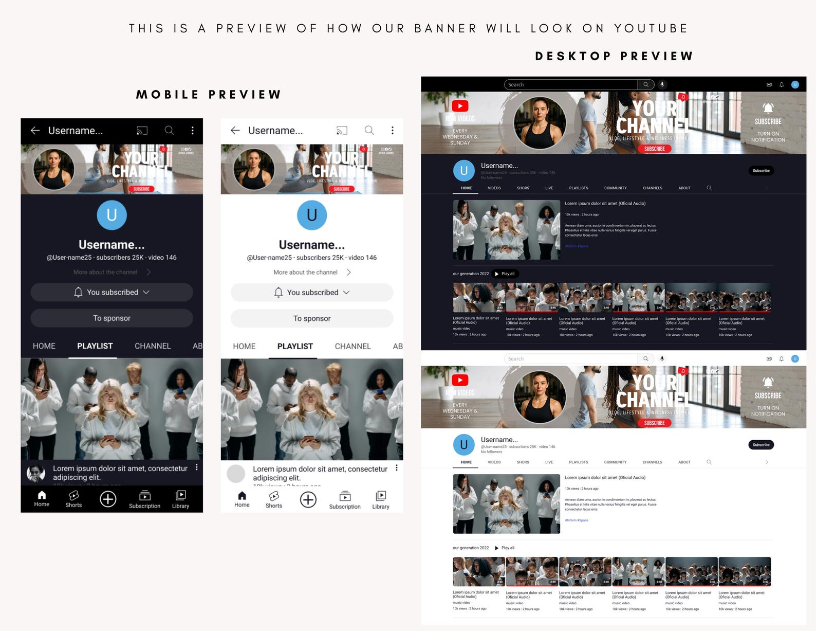 Fitness Youtube Banner Template Pack – 4 Gym & Workout Canva Designs ...