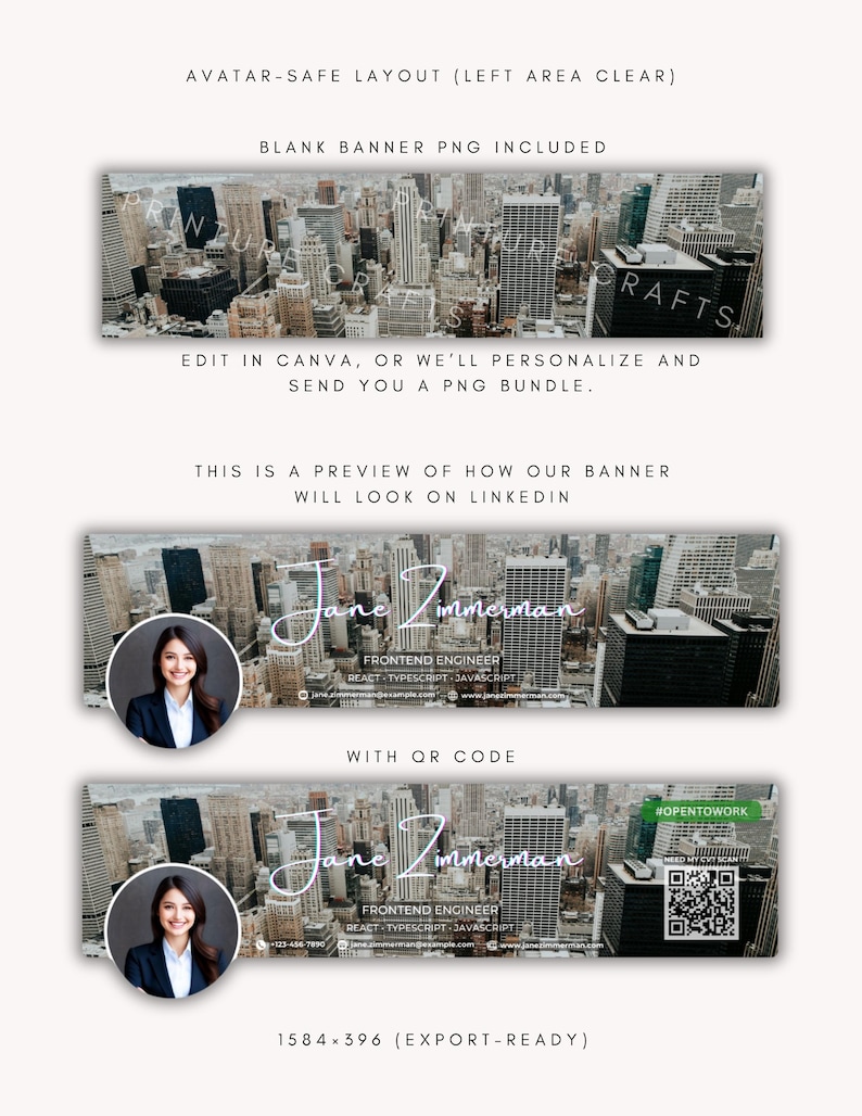 NYC Linkedin Banner Canva Template Open to Work | Professional Profile ...