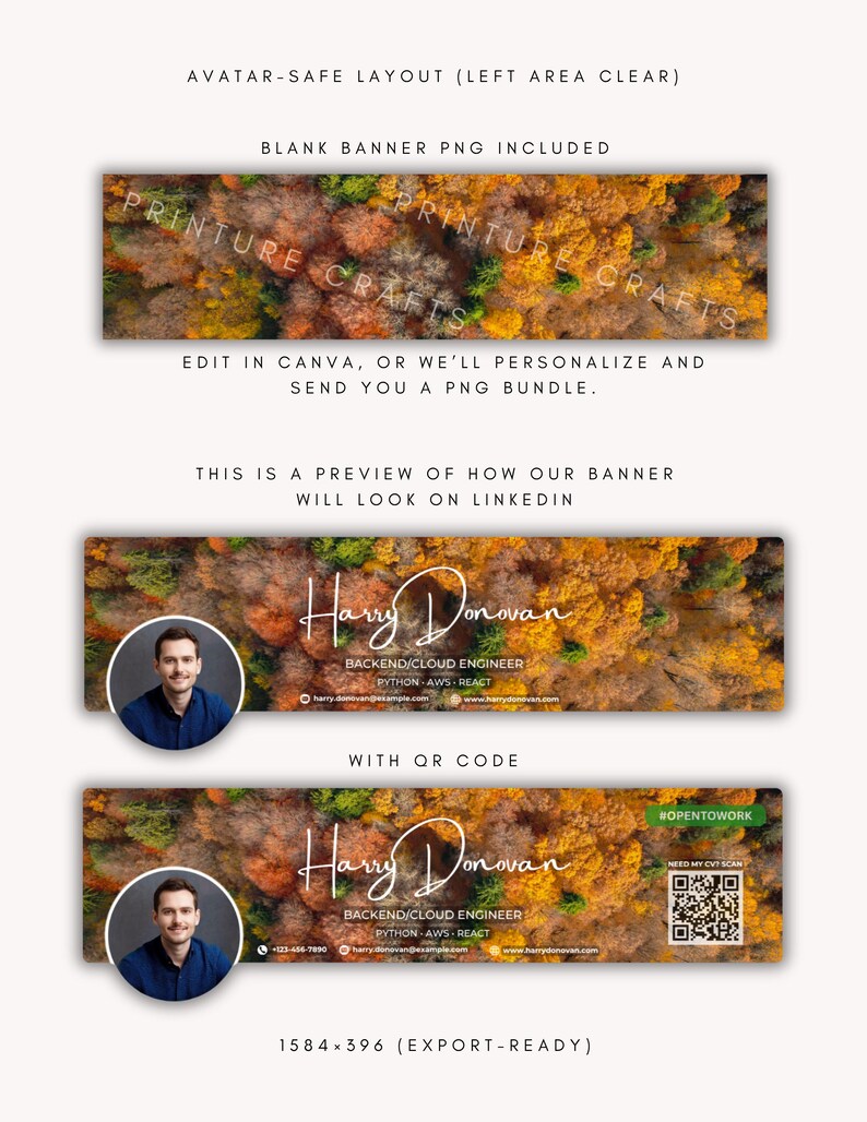 Fall Linkedin Banner Canva Template | Open to Work | Professional ...