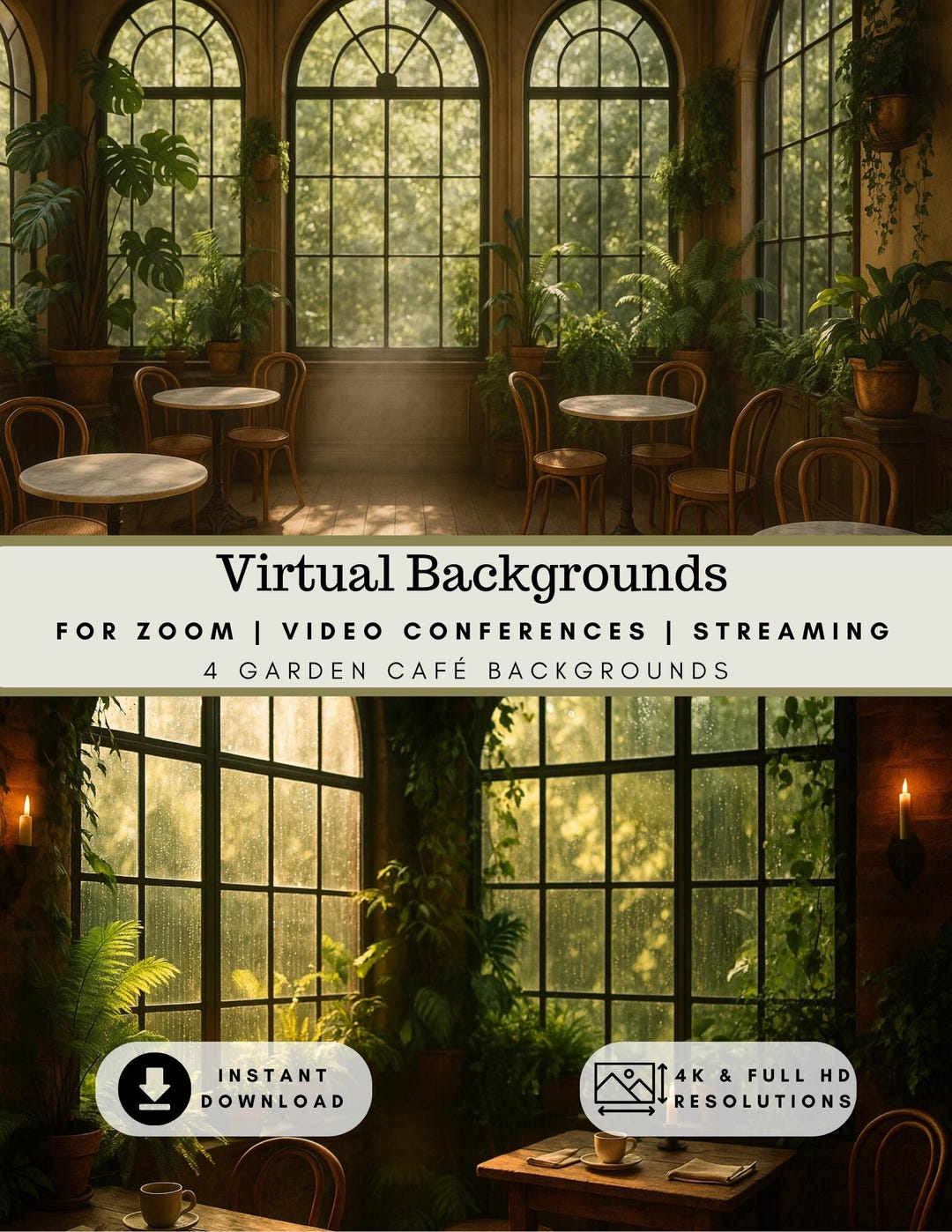 Garden Cafe Zoom Backgrounds: Professional Virtual Meeting Backdrop ...