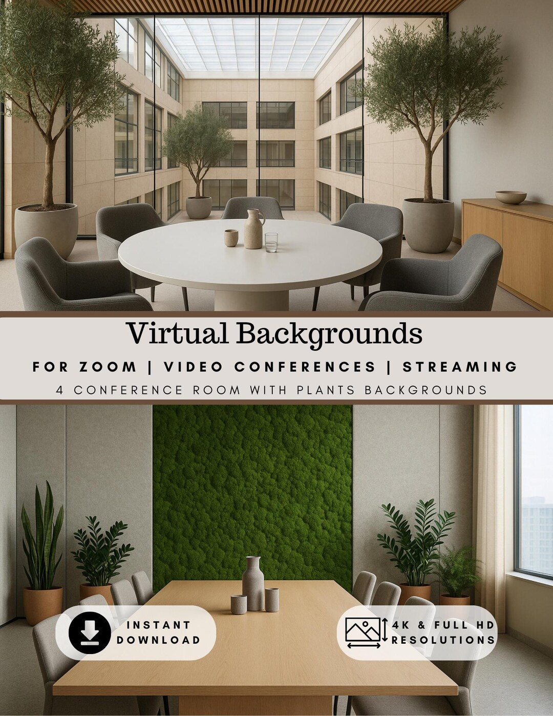 4 Conference Room With Plants Zoom Backgrounds | Virtual Backgrounds ...