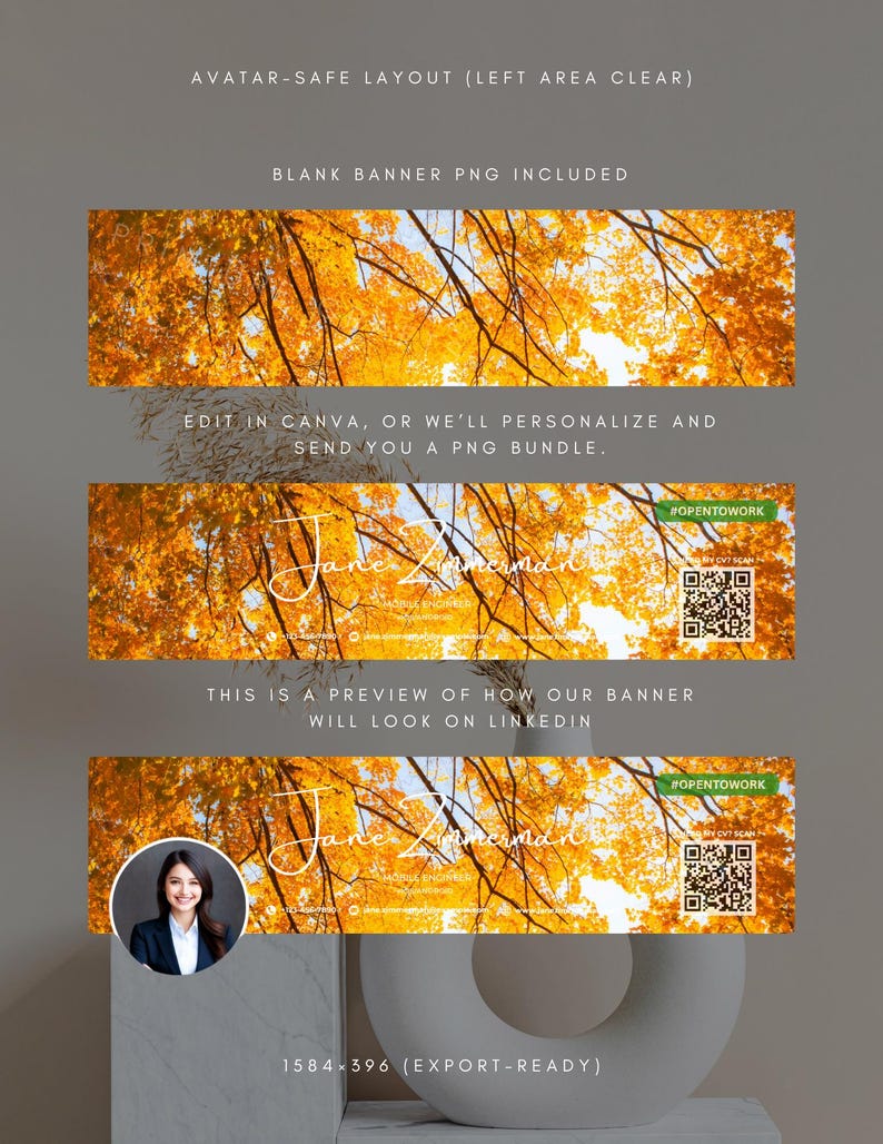 Fall Linkedin Banner Canva Template | Open to Work | Professional ...