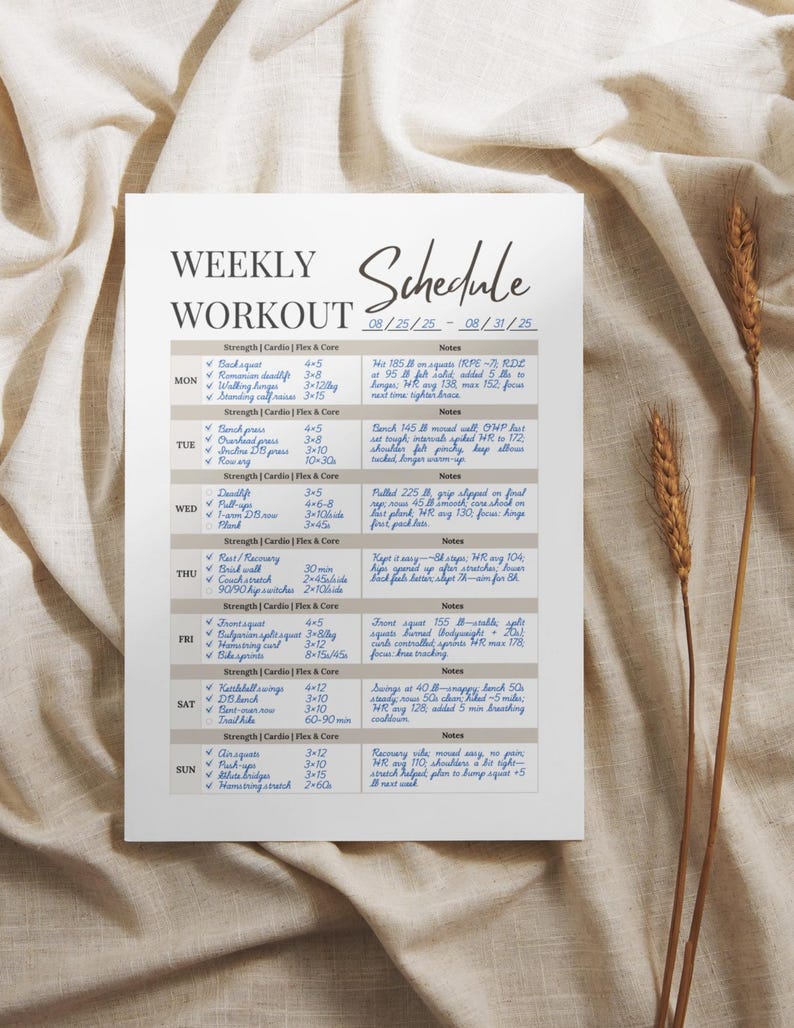 Weekly Workout Planner PDF: Fitness Tracker, Gym Training Log ...
