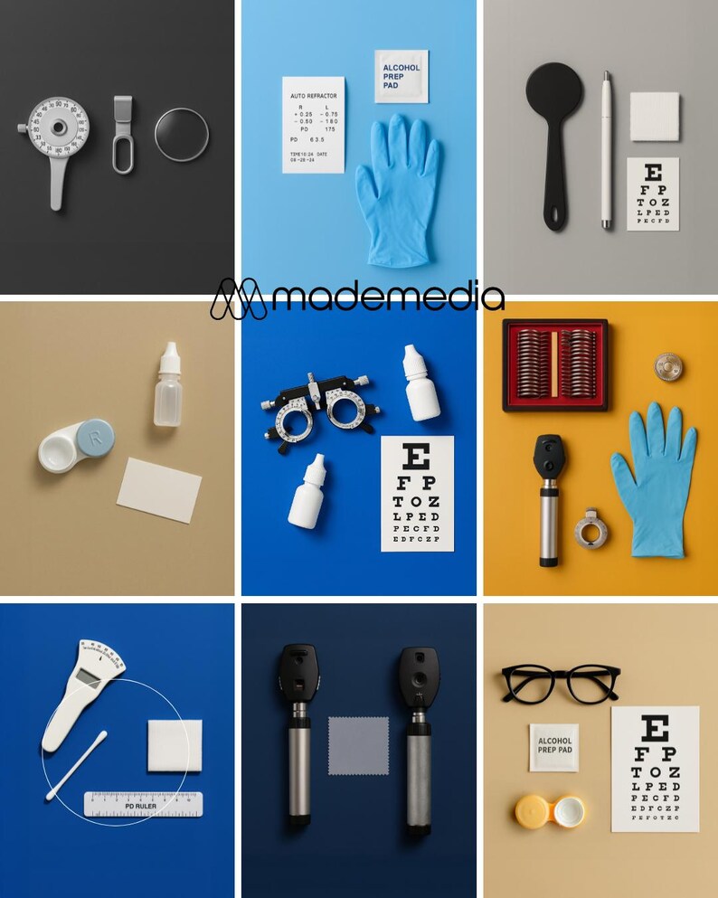 Optometry Flat Lay Pack – 10 Bold Medical Stock Photos for Eye Doctors ...