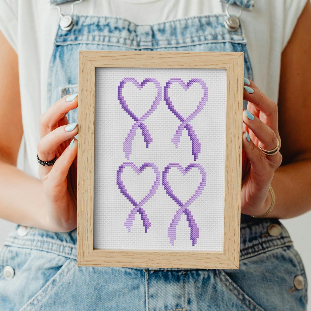 Purple Awareness Ribbon Cross Stitch - Alzheimer's - Domestic Violence ...